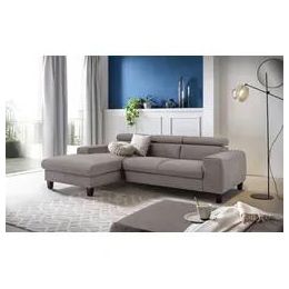 Ecksofa COTTA "Morven L-Form" Sofas Gr. B/H/T: 244cm x 72cm x 166cm, Microfaser PRIMABELLE, Recamiere links, mit Bettfunktion-mit Bettkasten-mit Ladestation-mit Kopfteilverstellung, grau Ecksofa Polstermöbel Sofas Inklusive Kopfteilverstellung, wahlweise mit Ladestation, Bettfunktion