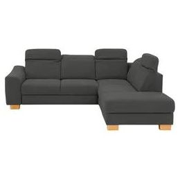 Ecksofa Home Affaire "Dundee L-Form" Sofas Gr. B/H/T: 263 cm x 86 cm x 219 cm, Struktur fein, Ottomane rechts, ohne Bettfunktion-ohne Stauraum-ohne Kopfteilverstellung, grau (anthrazit) wahlweise mit Kopfteilverstellung und zusätzlich Bettfunktion