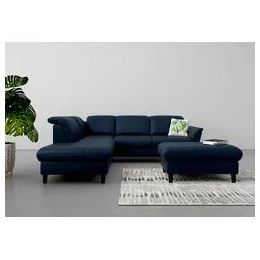 Sit & More Ecksofa SIT & MORE "Maggiore L-Form" Sofas Gr. B/H/T: 261cm x 88cm x 224cm, Luxus-Microfaser, Ottomane links, ohne Kopfteilverstellung-ohne Bettfunktion-ohne Stauraum-Fussfarbe: schwarz matt, blau (dunkelblau) wahlweise mit Kopfteilverstellung, Bettfunktion und Stauraum