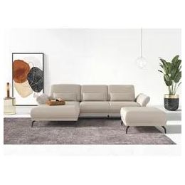 Ecksofa Inosign "Coco L-Form" Sofas Gr. B/H/T: 284 cm x 88 cm x 196 cm, Breitcord, mega-Recamiere links, mit Sitztiefenverstellung-mit Armteilverstellung-mit Kopfteilverstellung-mit Federkern, beige (creme) Sitztiefen-, Arm- und Kopfteilverstellung, Cord-Bezug, Fußhöhe 15 cm