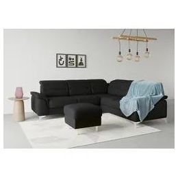 Sit & More Ecksofa SIT & MORE "Sinatra L-Form" Sofas Gr. B/H/T: 251cm x 85cm x 231cm, Struktur weich, langer Schenkel rechts, Ohne Kopfteilverstellung-Ohne Armteilfunktion-Ohne Bettfunktion-Ohne Schubkasten, schwarz optional mit Kopfteilverstellung und Armteilfunktion