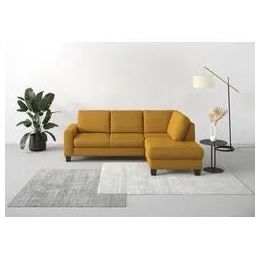 Ecksofa Home Affaire "Summer L-Form" Sofas Gr. B/H/T: 236cm x 91cm x 170cm, Breitcord, Ottomane rechts, ohne Bettfunktion-ohne Bettkasten-mit Federkern, gelb (mustard) mit Ottomane, oder ohne Bettfunktion und Bettkasten, Cord-Bezug