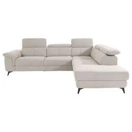 Ecksofa COTTA "Springs L-Form" Sofas Gr. B/H/T: 290cm x 79cm x 235cm, Microfaser, Ottomane rechts, mit Kopfteilverstellung-mit Relaxfunktion-mit Bettkasten, grau (elephant)