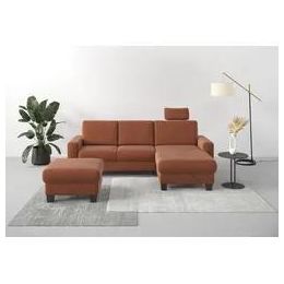 Ecksofa Home Affaire "Summer L-Form" Sofas Gr. B/H/T: 249 cm x 91 cm x 164 cm, Feincord, Recamiere rechts, mit Bettfunktion-mit Bettkasten-mit Federkern, rosegold (kupfer) mit Recamiere, oder ohne Bettfunktion und Bettkasten, Cord-Bezug