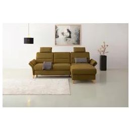 Ecksofa Home Affaire "Westerland L-Form" Sofas Gr. B/H/T: 252cm x 90cm x 162cm, Olympia EASY CLEAN, Recamiere rechts, ohne Bettfunktion, ohne Bettkasten, ohne Armlehnfunktion, grün (olive) Federkern-Polsterung, wahlweise mit Bettfunktion, Bettkasten