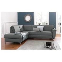 Sit & More Ecksofa SIT & MORE "Texel L-Form" Sofas Gr. B/H/T: 250cm x 87cm x 201cm, Kunstleder SOFTLUX, Ottomane links, mit Bettfunktion, grau (fango) mit Federkern, wahlweise Bettfunktion und Bettkasten