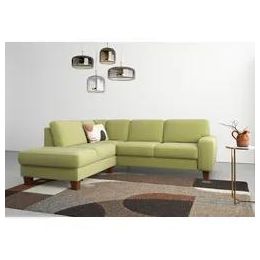 Ecksofa Home Affaire "Vision L-Form" Sofas Gr. B/H/T: 240cm x 90cm x 215cm, Struktur weich, Ottomane links, ohne Bettfunktion-ohne Stauraum, grün wahlweise mit Bettfunktion und Stauraum, auch in Easy Care-Bezug