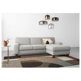 Ecksofa Home Affaire "Vision L-Form" Sofas Gr. B/H/T: 252 cm x 90 cm x 164 cm, Struktur weich, Recamiere rechts, ohne Bettfunktion-ohne Bettkasten, silberfarben (silber) mit Federkern, wahlweise Bettfunktion und Bettkasten