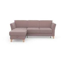 Sit & More Ecksofa SIT & MORE "Visby L-Form" Sofas Gr. B/H/T: 248cm x 87cm x 162cm, Struktur fein, Recamiere links, mit Bettfunktion-mit Bettkasten, rosa (altrosa) Wahlweise mit Bettfunktion und Bettkasten, frei im Raum stellbar