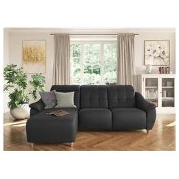 Ecksofa Home Affaire "Boston L-Form" Sofas Gr. B/T: 254cm x 170cm, NaturLEDER, Recamiere links, mit Kopfteilverstellung-mit 1 motorischer Relaxfunktion im 2sitzigen Sofaelement, schwarz Kopfteilverstellung an jeder Sitzfläche, wahlweise Relaxfunktion