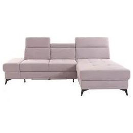 Ecksofa Inosign "Cardiz L-Form" Sofas Gr. B/H/T: 246 cm x 83 cm x 173 cm, Webstoff, Recamiere rechts, ohne Bettfunktion-ohne Bettkasten, rosa (rosé) inkl.Kopfteilverstellung und Federkern wahlweise mit Bettfunktion