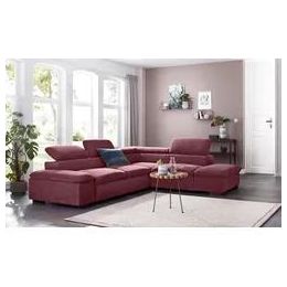 Ecksofa Home Affaire "Alberto L-Form" Sofas Gr. B/H/T: 272cm x 73cm x 226cm, Luxus-Microfaser weich, Ottomane rechts, mit Bettfunktion, lila (chianti) mit Kopfteilverstellung, wahlweise Bettfunktion