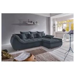 Ecksofa Inosign "Imola L-Form" Sofas Gr. B/H/T: 270cm x 90cm x 170cm, Struktur, Recamiere rechts, ohne Bettfunktion, blau (dunkelblau) wahlweise mit Bettfunktion