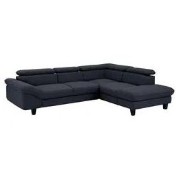 Ecksofa Home Affaire "Pilot L-Form" Sofas Gr. B/H/T: 266cm x 73cm x 108cm, Struktur, Ottomane rechts, mit Kopfteilverstellung-ohne Bettfunktion-ohne Bettkasten, schwarz