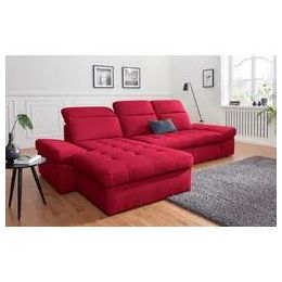 Sit & More Ecksofa SIT & MORE "Stardust L-Form", rot, B:302cm H:77cm T:189cm, Struktur (100% Polyester), Struktur fein (95% Polyester, 5% Polyamid), Sofas, wahlweise mit Bettfunktion und Bettkasten