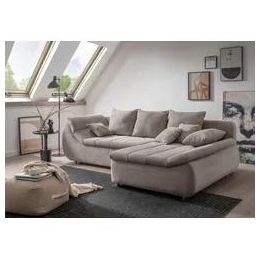 Ecksofa Inosign "Imola L-Form" Sofas Gr. B/H/T: 270cm x 90cm x 170cm, Cord, Recamiere rechts, mit Bettfunktion, grau (grau, braun) wahlweise mit Bettfunktion