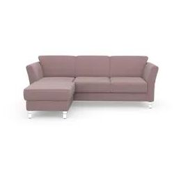 Sit & More Ecksofa SIT & MORE "Visby L-Form" Sofas Gr. B/H/T: 248cm x 87cm x 162cm, Struktur fein, Recamiere links, ohne Bettfunktion-ohne Bettkasten, rosa (altrosa) wahlweise mit Bettfunktion und Bettkasten, frei im Raum stellbar