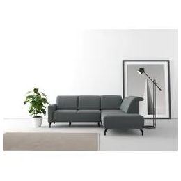 Sit & More Ecksofa SIT & MORE "Bailando L-Form" Sofas Gr. B/H/T: 249cm x 84cm x 205cm, Luxus-Microfaser ALTARA NUBUCK, Ottomane rechts, mit Kopfteilverstellung-mit Vorziehsitz motorisch, grau (dunkelgrau) wahlweise mit Kopfteilverstellung und Vorziehsitz, motorisch