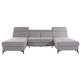 Wohnlandschaft Inosign "Cardiz U-Form" Sofas Gr. B/H/T: 296 cm x 83 cm x 173 cm, Struktur fein, gleichschenklig, ohne Bettfunktion-ohne Bettkasten, grau inkl.Kopfteilverstellung und Federkern wahlweise mit Bettfunktion