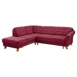 Ecksofa Home Affaire "Trondheim L-Form" Sofas Gr. B/H/T: 260cm x 89cm x 90cm, Luxus-Microfaser ALTARA NUBUCK, Ottomane links, mit Bettfunktion-ohne Stauraum, rot (dunkel rot) mit Federkern