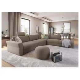 Sit & More Ecksofa SIT & MORE "Cadabra L-Form" Sofas Gr. B/H/T: 356cm x 80cm x 292cm, Soft clean, Ottomane rechts, grau (taupe) Breite 356 cm, mit Sitztiefenverstellung