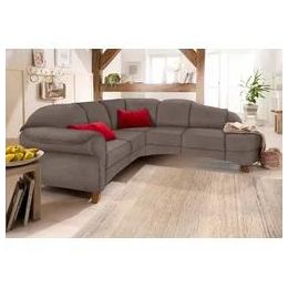 Ecksofa Home Affaire "Mayfair L-Form" Sofas Gr. B/H/T: 245cm x 90cm x 90cm, Struktur fein, Ottomane rechts, braun (schlamm) mit Federkern