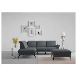 Sit & More Ecksofa SIT & MORE "Fashion L-Form" Sofas Gr. B/H/T: 250cm x 84cm x 207cm, Soft clean, Ottomane links, mit Kopfteilverstellung-mit Vorziehsitz, motorisch, grau (dunkelgrau) wahlweise mit Kopfteilverstellung und Vorziehsitz, motorisch