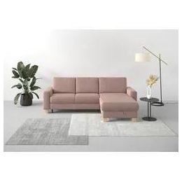 Ecksofa Home Affaire "Summer L-Form" Sofas Gr. B/H/T: 249 cm x 91 cm x 164 cm, Feincord, Recamiere rechts, mit Bettfunktion-mit Bettkasten-mit Federkern, rosa (altrosa) mit Recamiere, oder ohne Bettfunktion und Bettkasten, Cord-Bezug