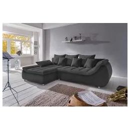 Ecksofa Inosign "Imola L-Form" Sofas Gr. B/H/T: 270cm x 90cm x 170cm, Struktur, Recamiere links, ohne Bettfunktion, schwarz wahlweise mit Bettfunktion