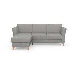 Sit & More Ecksofa SIT & MORE "Visby L-Form" Sofas Gr. B/H/T: 248cm x 87cm x 162cm, Luxus-Microfaser Paris, Recamiere links, mit Bettfunktion-mit Bettkasten, silberfarben (silber) Wahlweise mit Bettfunktion und Bettkasten, frei im Raum stellbar