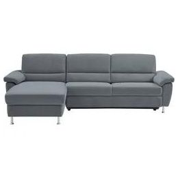 Ecksofa CALIZZA INTERIORS "Onyx L-Form" Sofas Gr. B/H/T: 270 cm x 90 cm x 158 cm, Samtoptik, Recamiere links, mit Bettfunktion mit Bettkasten, grau (1032 grey) Recamiere links oder rechts, wahlweise mit Bettfunktion, Breite 270 cm