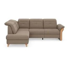 Ecksofa Home Affaire "Dangast L-Form" Sofas Gr. B/H/T: 269cm x 92cm x 200cm, Easy care, Ottomane links, mit 1 motorischer Relaxfunktion-ohne Bettfunktion und Bettkasten, grau (taupe) Kopfteilverstellung, wahlweise mit motorischer Relaxfunktion