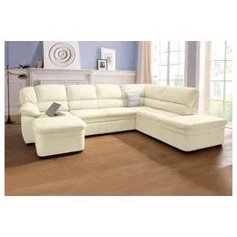 Wohnlandschaft COTTA "Casino U-Form" Sofas Gr. B/H/T: 313cm x 98cm x 95cm, Luxus-Kunstleder, Ottomane rechts, ohne Bettfunktion, beige (creme) wahlweise mit Bettfunktion