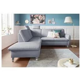 Sit & More Ecksofa SIT & MORE "Daytona L-Form" Sofas Gr. B/H/T: 236cm x 93cm x 214cm, Struktur, Ottomane links, mit Bettfunktion-mit Stauraum, grau (hellgrau) mit Federkern, zwei Kopfstützen und wahlweise Bettfunktion