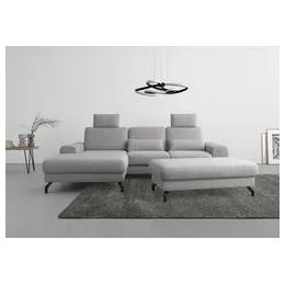 Sit & More Ecksofa SIT & MORE "Cinturo L-Form" Sofas Gr. B/H/T: 283 cm x 88 cm x 175 cm, Luxus-Microfaser Euphoria, mega-Recamiere links, inklusive Sitztiefenverstellung-inklusive Federkern, grau (grey) inklusive Sitztiefenverstellung und Federkern, Sitzhöhe 45 cm