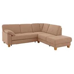 Ecksofa Home Affaire "Belfort L-Form" Sofas Gr. B/H/T: 243cm x 88cm x 91cm, Luxus-Microfaser ALTARA NUBUCK, Ottomane rechts, mit Bettfunktion-ohne Stauraum, braun mit Federkern, wahlweise Bettfunktion und Stauraum