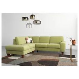 Ecksofa Home Affaire "Vision L-Form" Sofas Gr. B/H/T: 240cm x 90cm x 215cm, Struktur weich, Ottomane links, mit Bettfunktion-mit Stauraum, grün wahlweise mit Bettfunktion und Stauraum, auch in Easy Care-Bezug