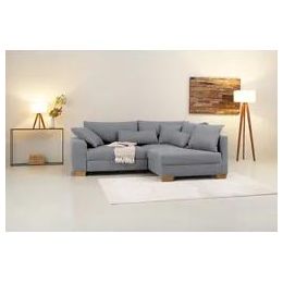 Ecksofa Home Affaire "Helena II, L-Form" Sofas Gr. B/H/T: 227 cm x 77 cm x 190 cm, Struktur grob, Ottomane rechts, mit Bettfunktion, beige (moonlight) Mit Federkern, wahlweise mit Bett und Taschenfederkern