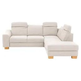 Ecksofa Home Affaire "Dundee L-Form" Sofas Gr. B/H/T: 263cm x 86cm x 219cm, Struktur fein, Ottomane rechts, inkl. Kopfteilverstellung-ohne Bettfunktion-ohne Stauraum, beige (creme) wahlweise mit Kopfteilverstellung und zusätzlich Bettfunktion