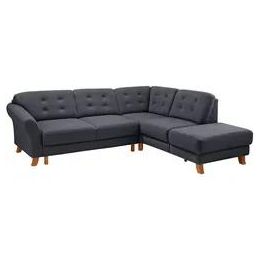 Ecksofa Home Affaire "Trondheim L-Form" Sofas Gr. B/H/T: 260cm x 89cm x 90cm, Luxus-Microfaser ALTARA NUBUCK, Ottomane rechts, mit Bettfunktion-ohne Stauraum, grau (dunkel grau) mit Federkern