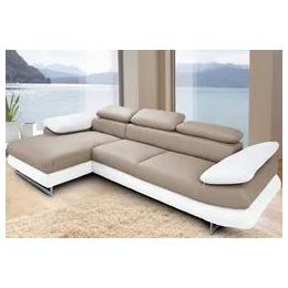 Ecksofa Inosign "Solution L-Form", weiß (altweiß, sand), B:270cm H:73cm T:167cm, Sofas, wahlweise mit Bettfunktion