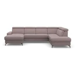 Sit & More Wohnlandschaft SIT & MORE "Scarlett U-Form" Sofas Gr. B/T: 333cm x 226cm, Chenille, Ottomane rechts, Kopfteilverstellung, rosa (rosé) inklusive Kopfteilverstellung, wahlweise mit Bettfunktion, Bettkasten