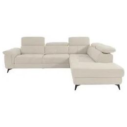 Ecksofa COTTA "Springs L-Form" Sofas Gr. B/H/T: 290cm x 79cm x 235cm, Chenille, Ottomane rechts, mit Kopfteilverstellung-mit Relaxfunktion-mit Bettkasten, beige