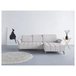 Ecksofa Inosign "Fresh L-Form" Sofas Gr. B/H/T: 281 cm x 79 cm x 185 cm, Olympia EASY CLEAN, mega-Recamiere rechts, mit Armteilverstellung-mit Kopfteilverstellung-mit Vorziehsitz motorisch, silberfarben (silber) Federkern, wahlweise Kopfteilverstellung und motorischer Vorziehsitz