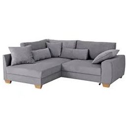 Ecksofa Home Affaire "Helena II, L-Form" Sofas Gr. B/H/T: 227 cm x 77 cm x 190 cm, Luxus-Microfaser weich, Ottomane links, ohne Bettfunktion, grau Mit Federkern, wahlweise mit Bett und Taschenfederkern