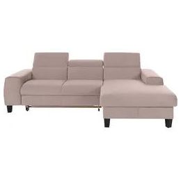 Ecksofa COTTA "Morven L-Form" Sofas Gr. B/H/T: 244cm x 72cm x 166cm, Microfaser PRIMABELLE, Recamiere rechts, mit Bettfunktion-mit Bettkasten-ohne Ladestation-mit Kopfteilverstellung, braun (mud) Ecksofa Polstermöbel Sofas Inklusive Kopfteilverstellung, wahlweise mit Ladestation, Bettfunktion