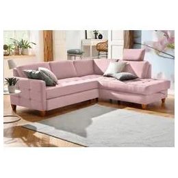 Ecksofa Home Affaire "Earl L-Form" Sofas Gr. B/H/T: 233cm x 80cm x 196cm, Struktur fein, Ottomane rechts, ohne Bettfunktion-ohne Bettkasten, rosa (flamingo) wahlweise auch mit Bettfunktion oder Bettkasten