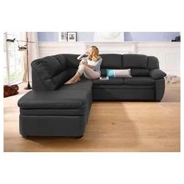 Ecksofa COTTA "Casino L-Form" Sofas Gr. B/H/T: 250cm x 98cm x 95cm, Luxus-Kunstleder, Ottomane links, mit Bettfunktion, schwarz wahlweise mit Bettfunktion