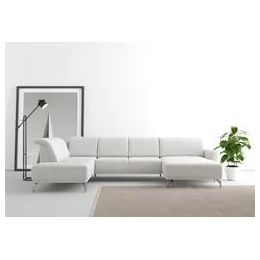 Sit & More Wohnlandschaft SIT & MORE "Bailando U-Form" Sofas Gr. B/H/T: 337 cm x 84 cm x 205 cm, Soft clean, Ottomane links, mit Kopfteilverstellung, grau (hellgrau) wahlweise mit Kopfteilverstellung und Vorziehsitz, motorisch