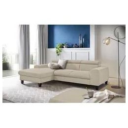 Ecksofa COTTA "Morven L-Form" Sofas Gr. B/H/T: 244cm x 72cm x 166cm, Samtvelours, Recamiere links, ohne Bettfunktion-ohne Bettkasten-ohne Ladestation-mit Kopfteilverstellung, beige Ecksofa Polstermöbel Sofas Inklusive Kopfteilverstellung, wahlweise mit Ladestation, Bettfunktion